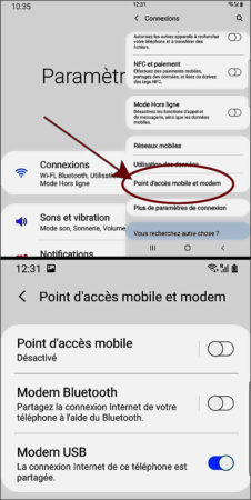 Le partage de connexion sur Samsung
